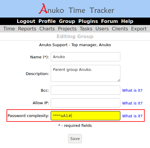 What Is Password Complexity In Time Tracker